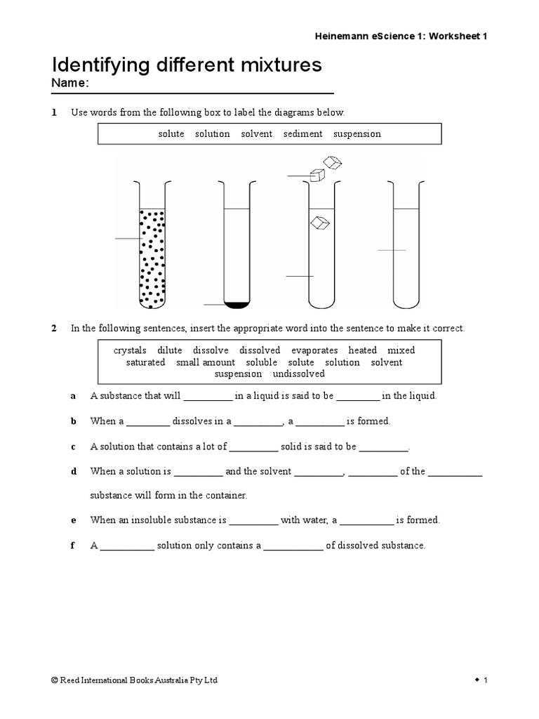7HW Identifying Mixtures | PDF | Solution | Solubility