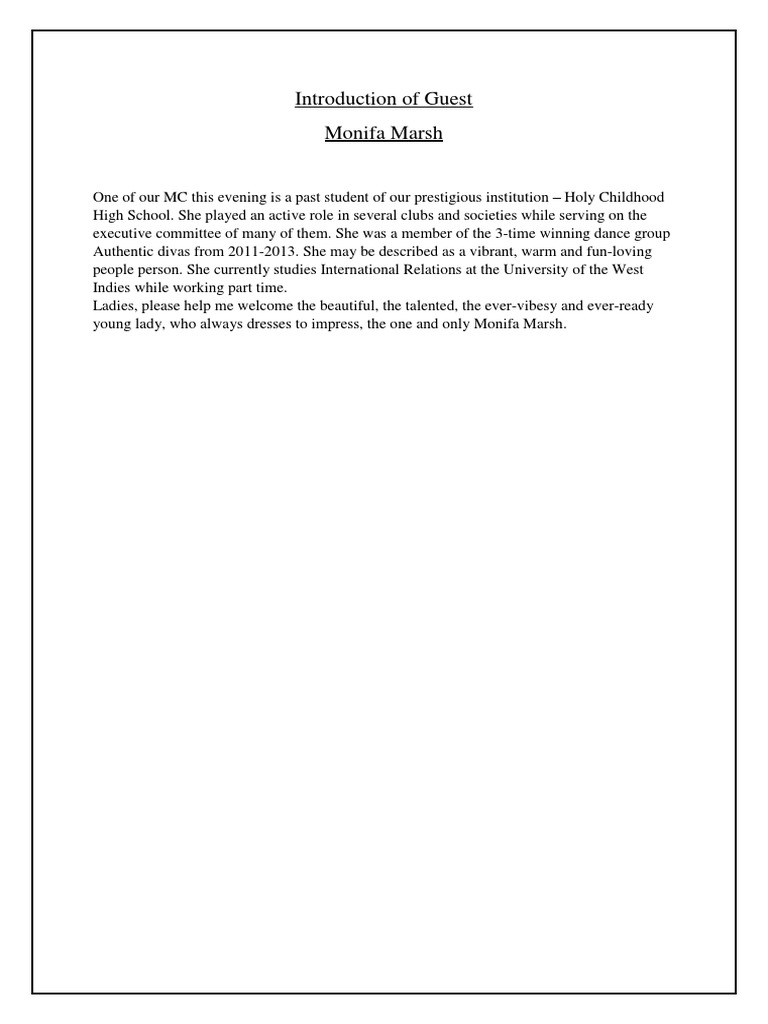 Welcome Monifa Marsh: MC Introduction | PDF | Art