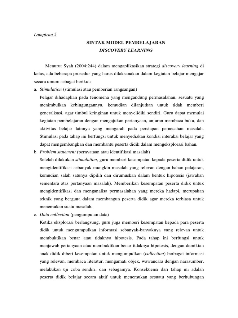 Sintak Discovery Learning Lengkap | PDF