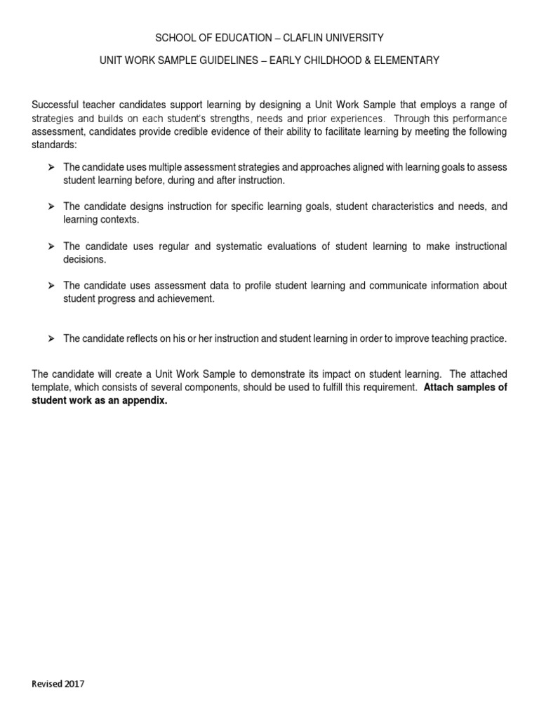 Unit Work Sample2 | PDF | Educational Assessment | Teachers