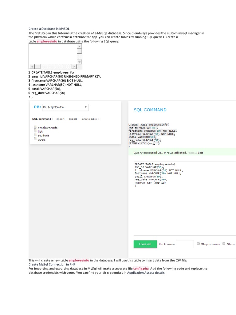 Create A Database in MySQL | PDF | Comma Separated Values | Databases