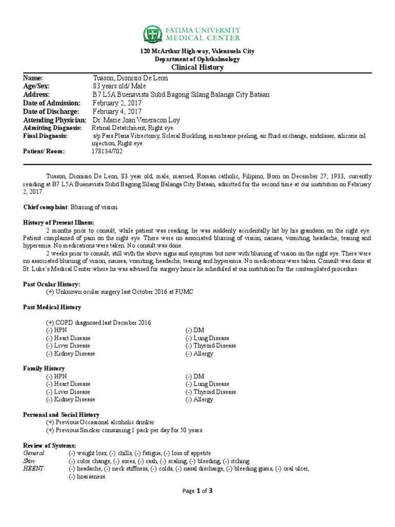 Clinical Summary | PDF | Symptoms And Signs | Medical Specialties