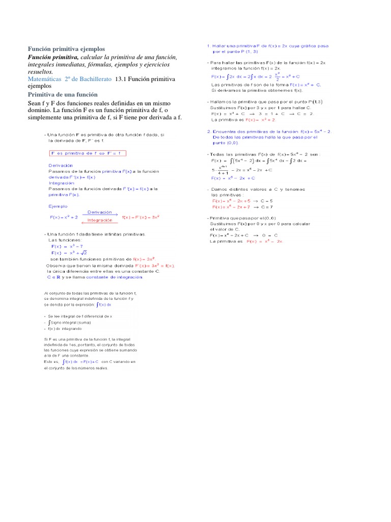 Función Primitiva Ejemplos | PDF | Función (Matemáticas) | Integral