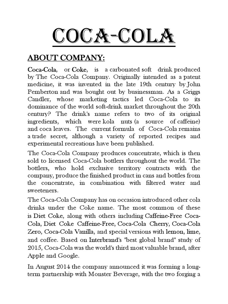 COCA Cola | PDF | Coca Cola | Cola