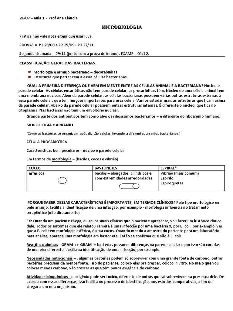 Apostila Micro | PDF | Célula (Biologia) | Membrana celular