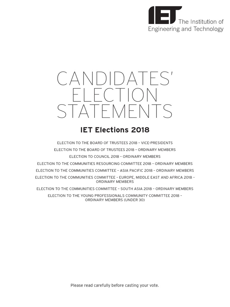 Election Statements | PDF | Apprenticeship | Engineering