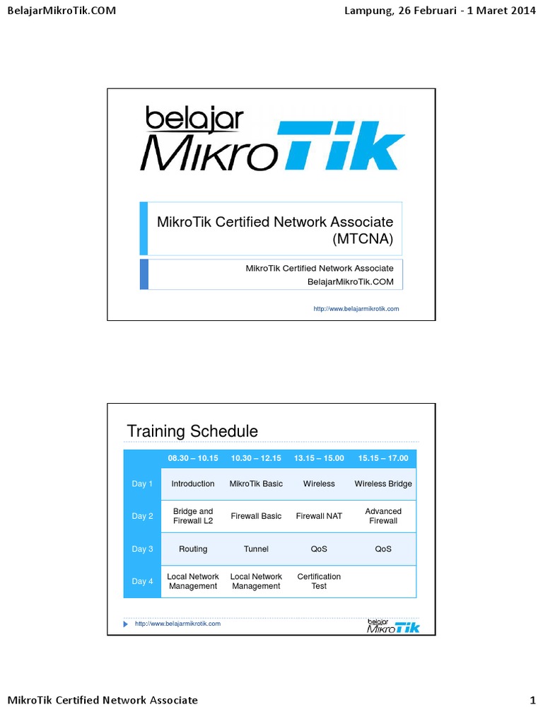 MTCNA Training Overview in Indonesia | PDF | Ip Address | Osi Model