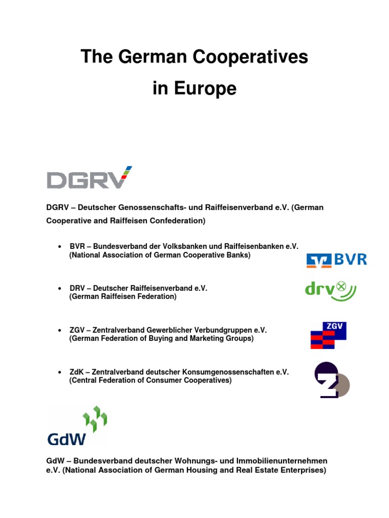 The German Cooperatives in Europe - Engl | PDF | Cooperative | European ...