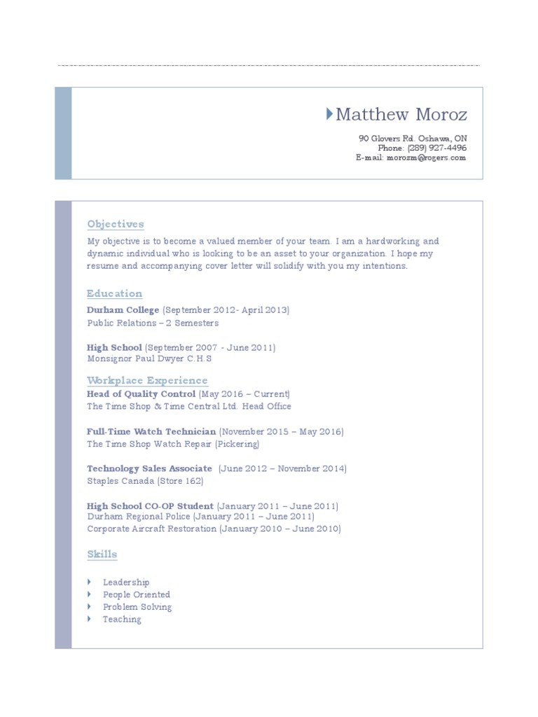 Matthew Moroz Resume | PDF