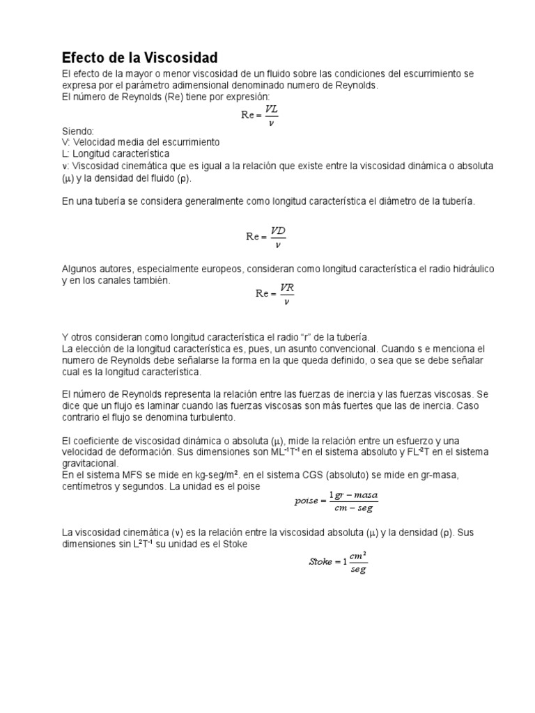 Efecto de La Viscosidad | PDF | Viscosidad | Numero Reynolds