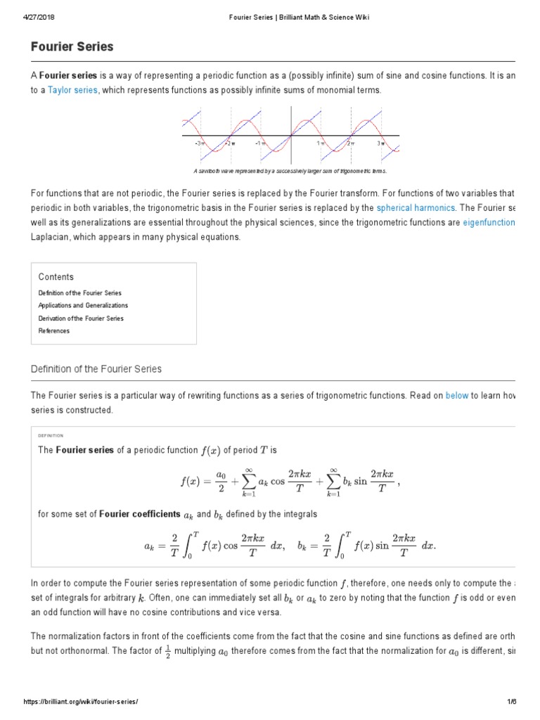 Fourier Series - Brilliant Math & Science Wiki | PDF | Fourier Series | Fourier Transform