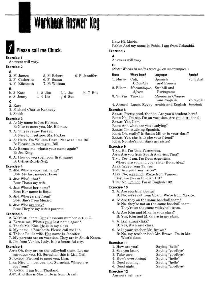 New Interchange 1 - Key PDF | PDF