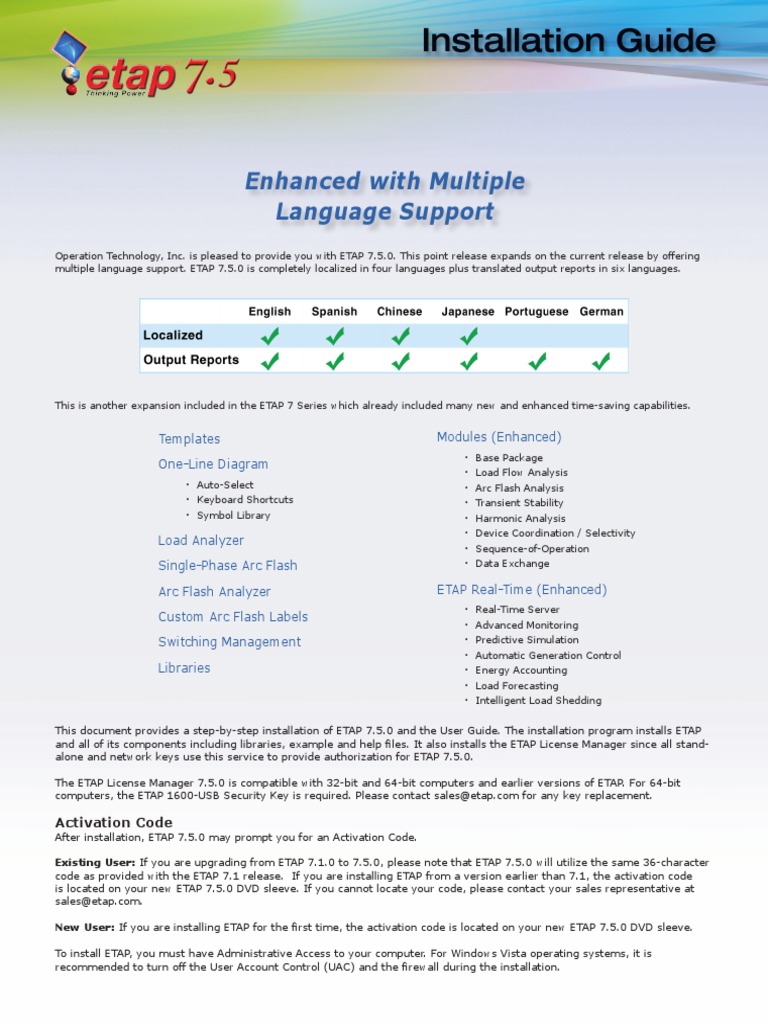 ETAP 7.50 Install Guide Web | Download Free PDF | Installation ...
