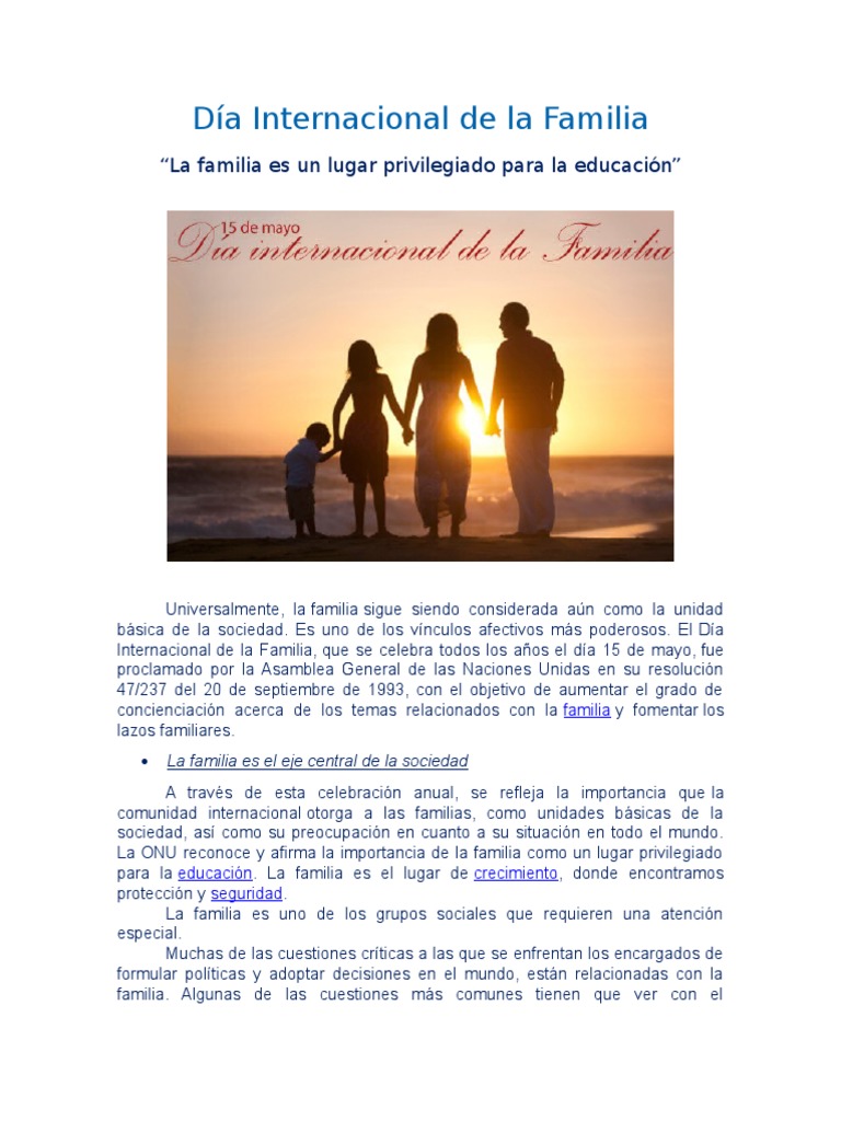 Día Internacional de La Familia | PDF