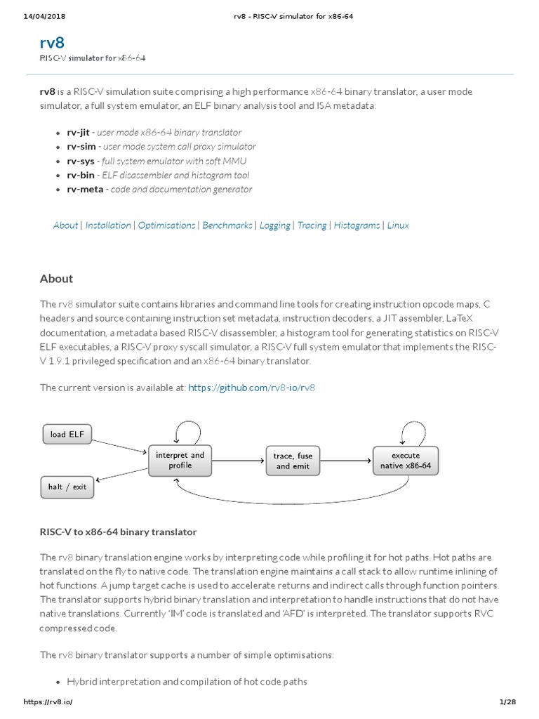 Rv8 - RISC-V Simulator For x86-64 | PDF | Cpu Cache | Emulator