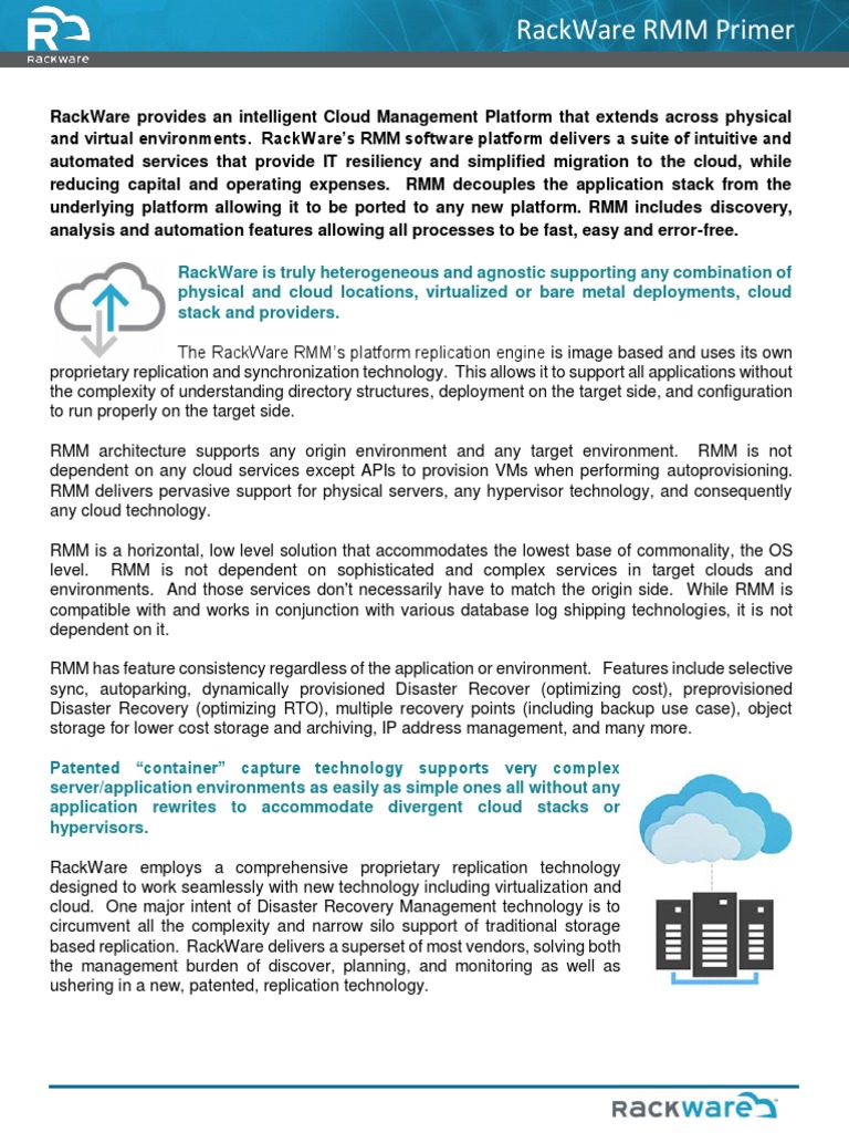 RackWare RMM Primer 012017 | PDF | Provisioning | Cloud Computing