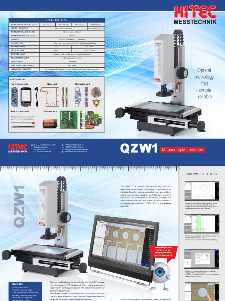 Hitec - Mikroskopy Pomiarowe QZW1 - 2016 EN | PDF | Lens (Optics ...