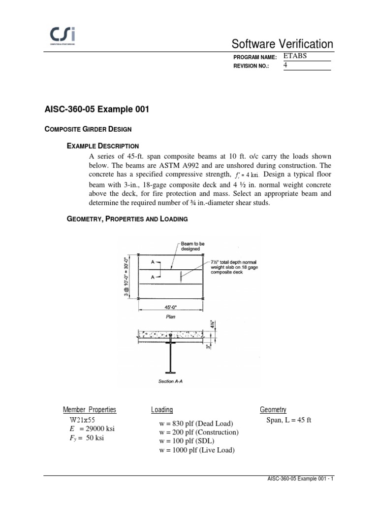 AISC 360 05 Example 001 | PDF | Beam (Structure) | Strength Of Materials