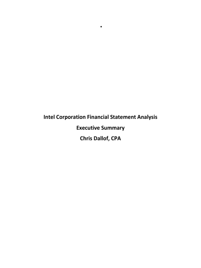 Intel Corporation Financial Statement Analysis | PDF | Balance Sheet ...