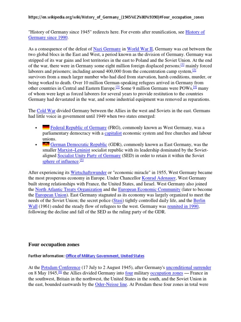 Germany's Division and Occupation (1945-1990) | PDF | Nazi Germany ...