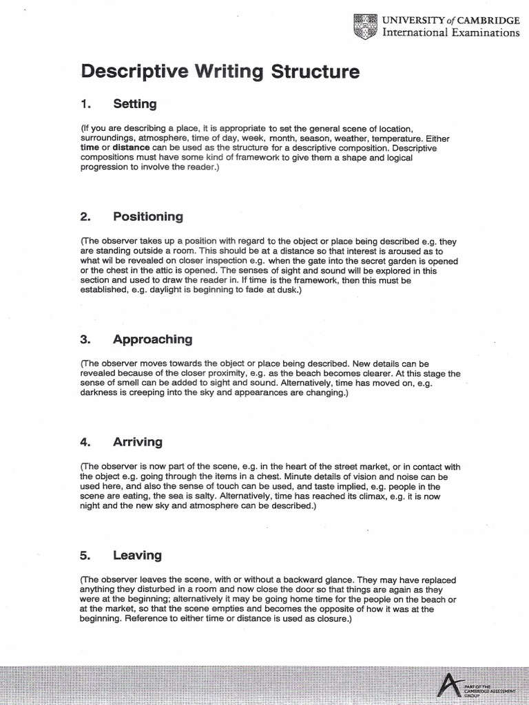 Descriptive Writing Structure | PDF | Languages