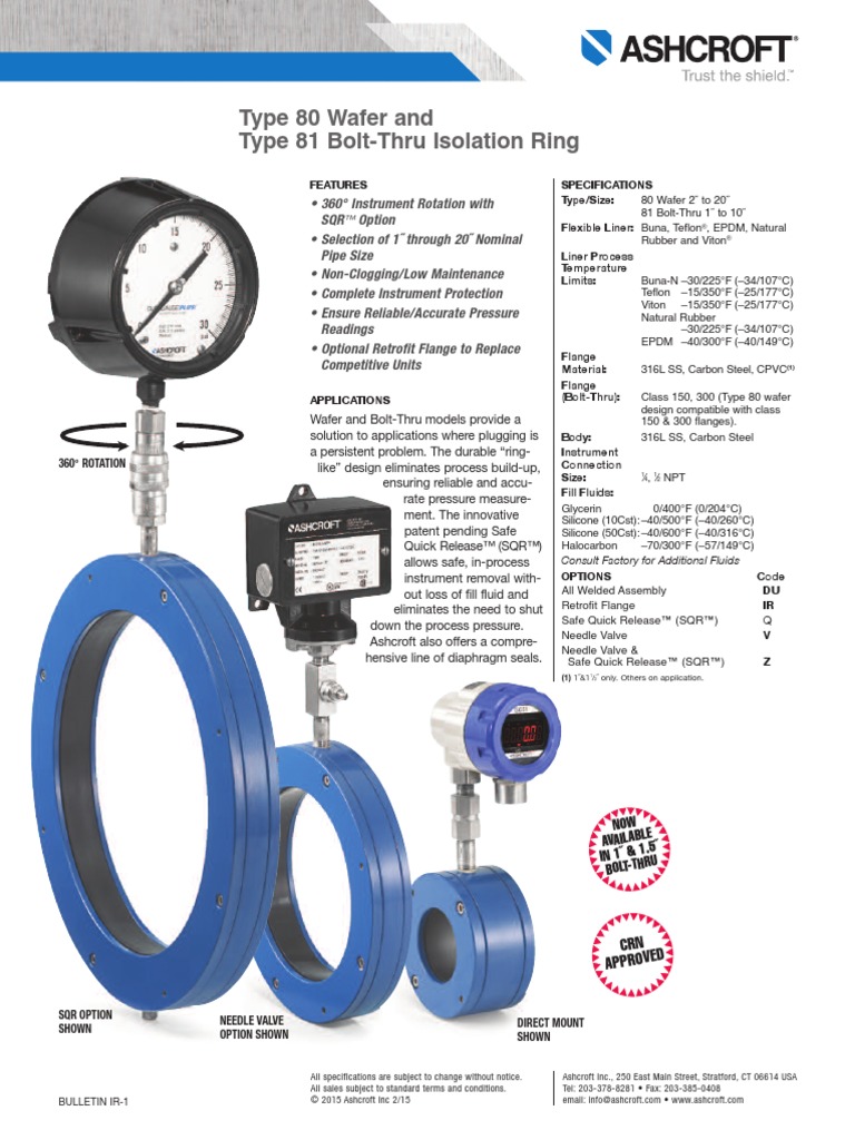 Type 80 Wafer and Type 81 Bolt-Thru Isolation Ring: CRN Approv ED | PDF ...