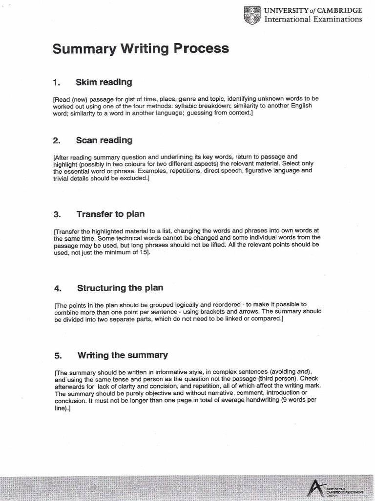Summary Writing Structure | PDF | Languages