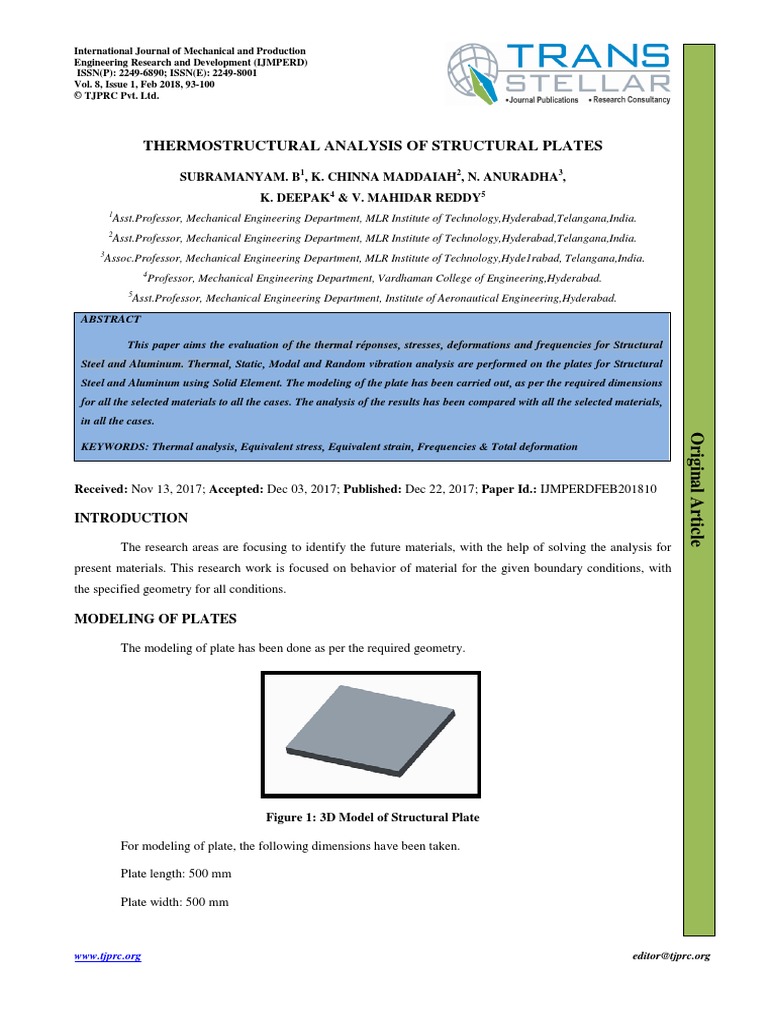 Thermostructural Analysis of Structural Plates | PDF | Deformation ...