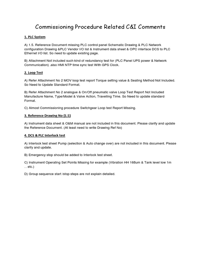 C&I Commissioning Procedure Updates | PDF