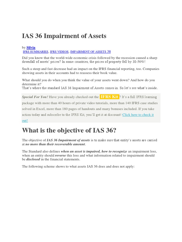 IAS 36 Impairment of Assets | PDF | Goodwill (Accounting ...