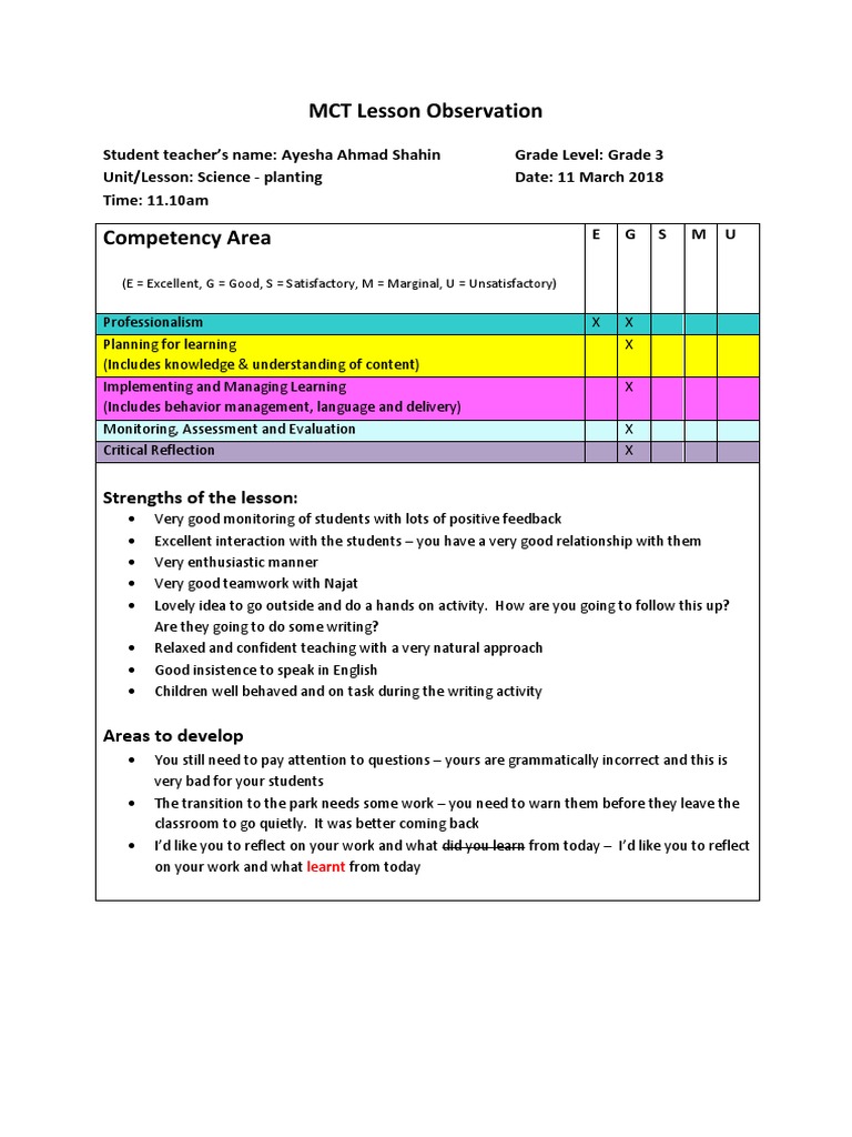 Third Observation | PDF | Educational Assessment | Lesson Plan
