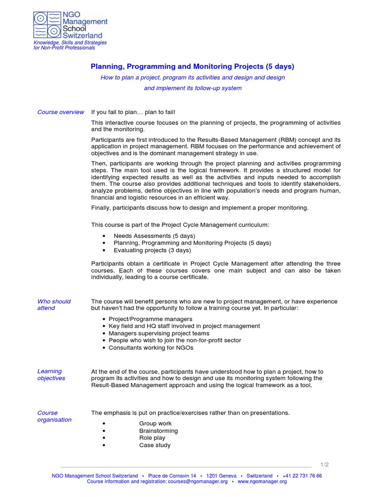 Planning Programming and Monitoring Projects5 | PDF | Project ...