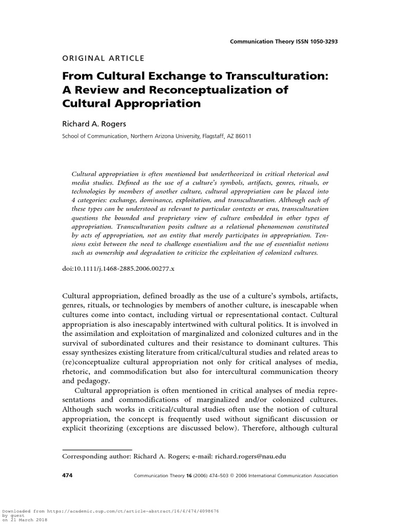Rogers - From Cultural Exchange To Transculturation A Review and ...