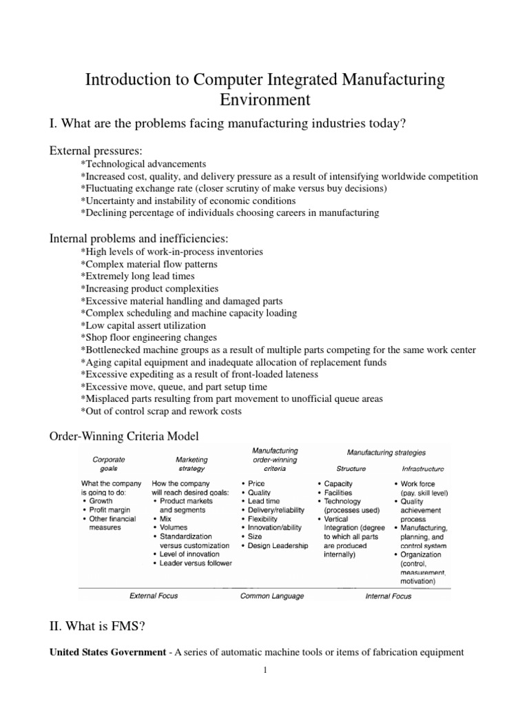 Chapter1A CIM Introduction | PDF | Automation | Numerical Control
