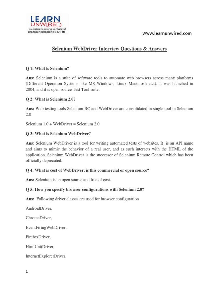 Selenium Interview Question | PDF | Selenium (Software) | Hypertext