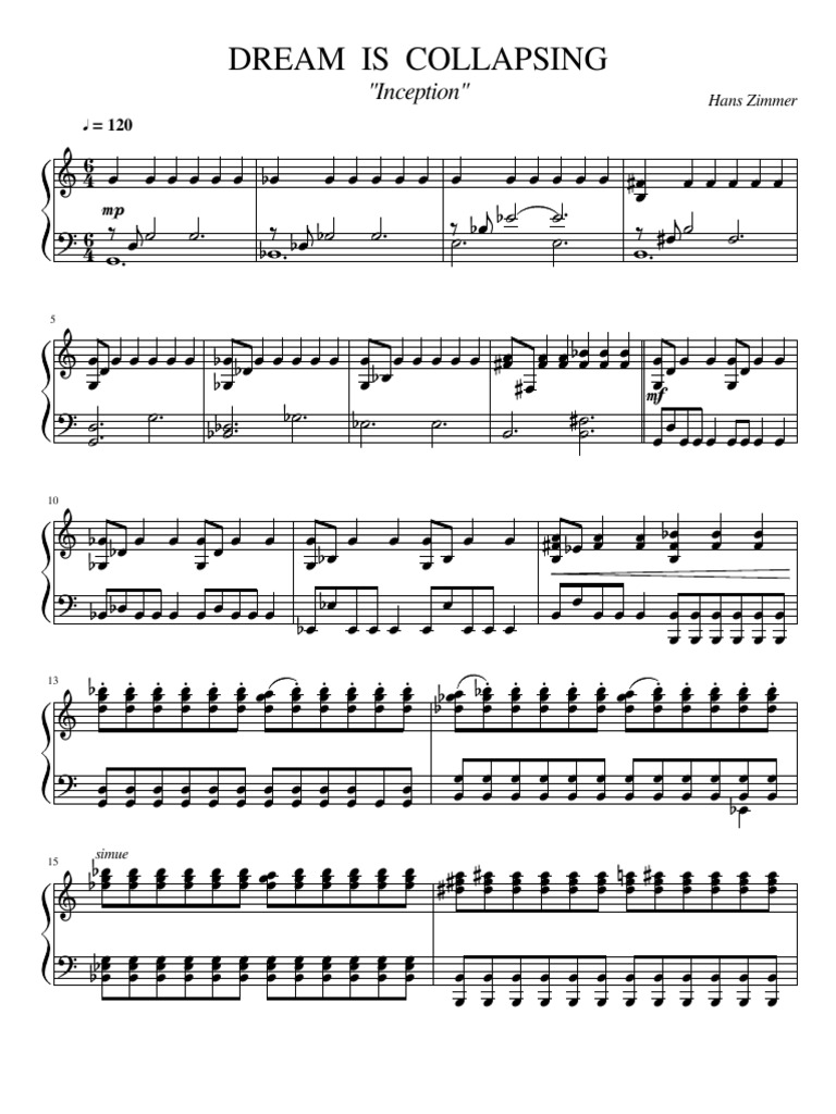 Hans Zimmer - Dream Is Collapsing Inception PDF | PDF