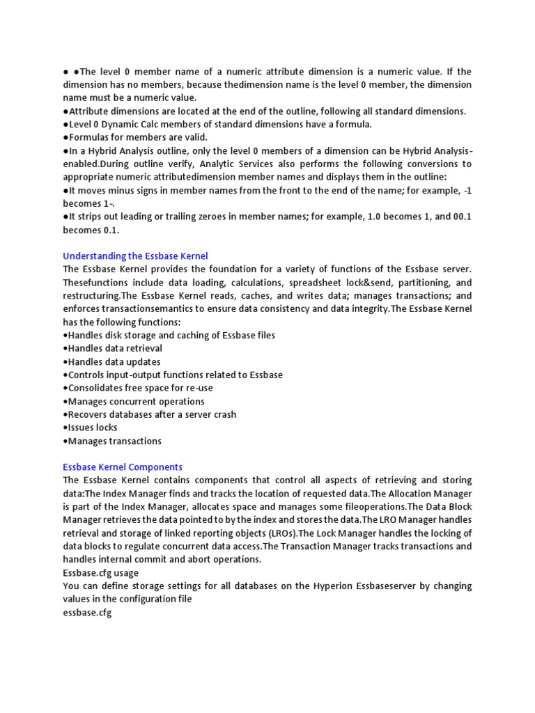 Understanding The Essbase Kernel | PDF