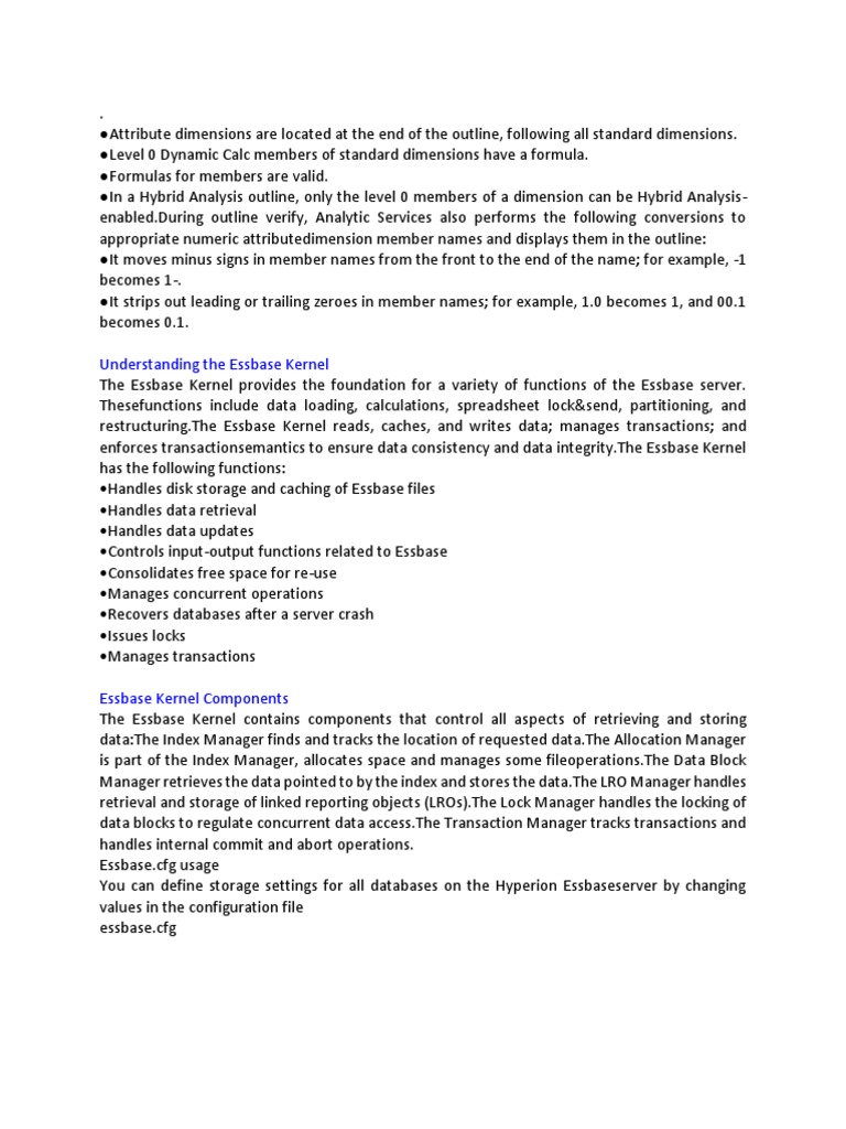 Understanding The Essbase Kernel | PDF
