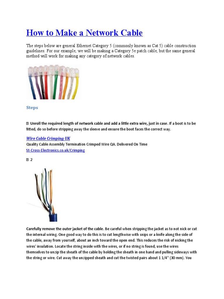 How to Make a Cat 5 Ethernet Cable | PDF | Electrical Connector | Equipment