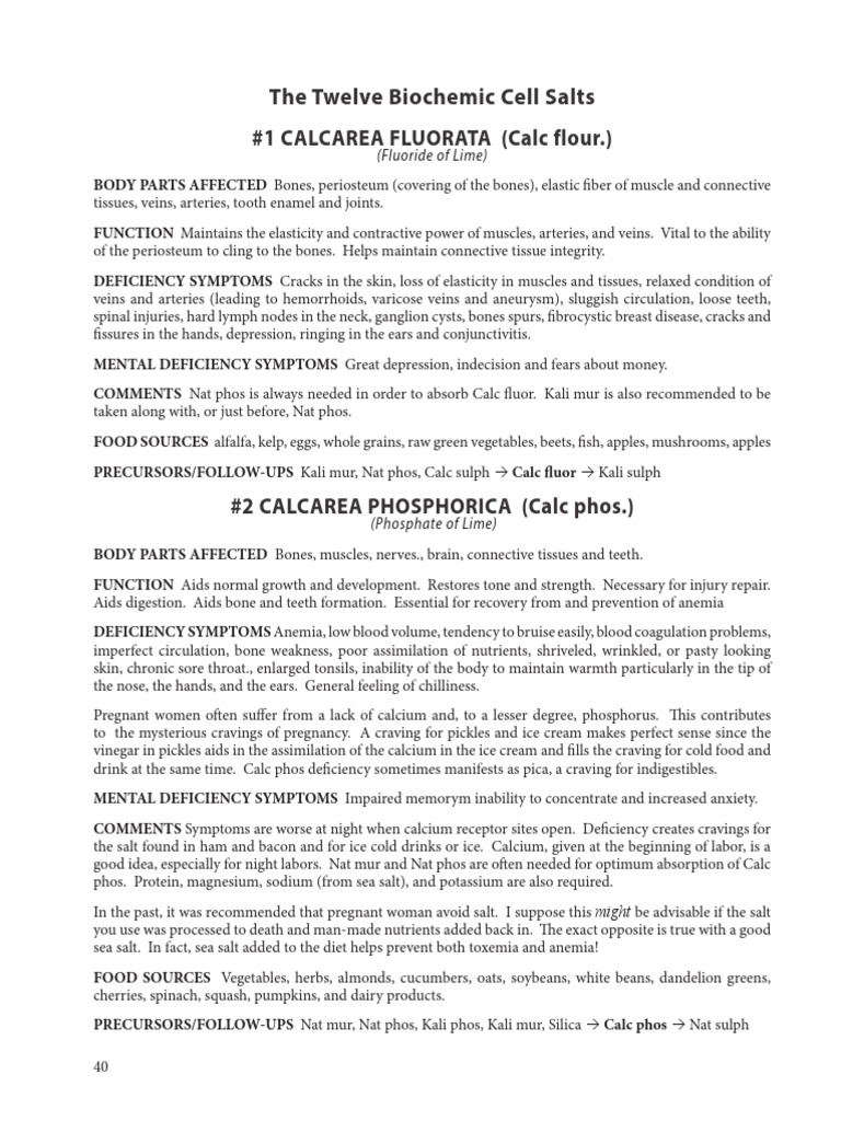 Cell Salts | PDF | Salt | Muscle