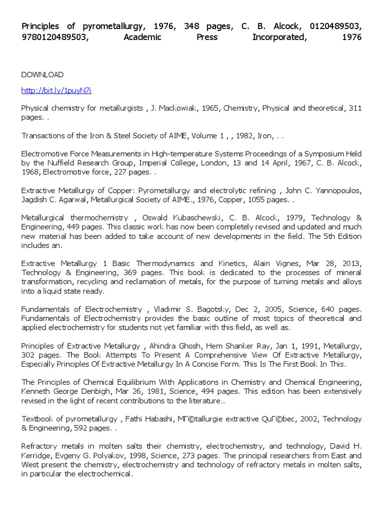 Principles of Pyrometallurgy | PDF | Metallurgy | Electrochemistry