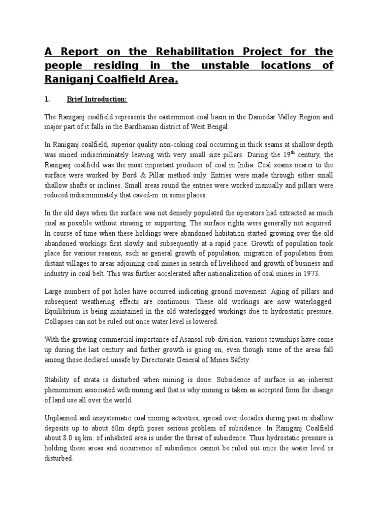 Report On ECL Rehabilitation Project | PDF | Coal Mining | Coal