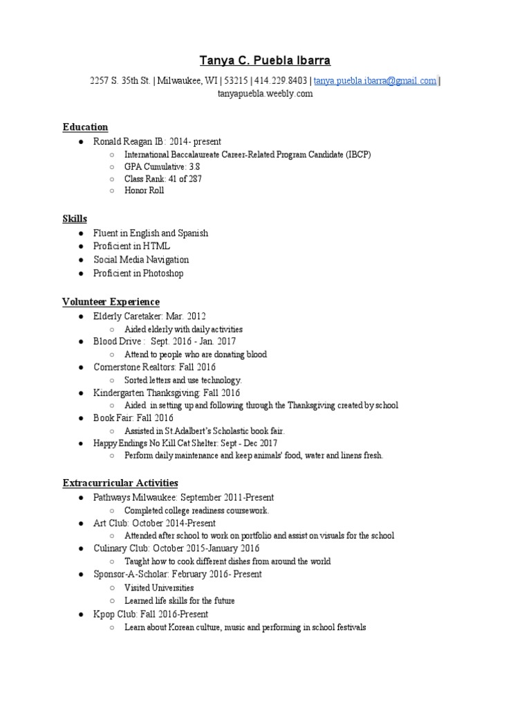 Resume - Tanya Puebla | PDF