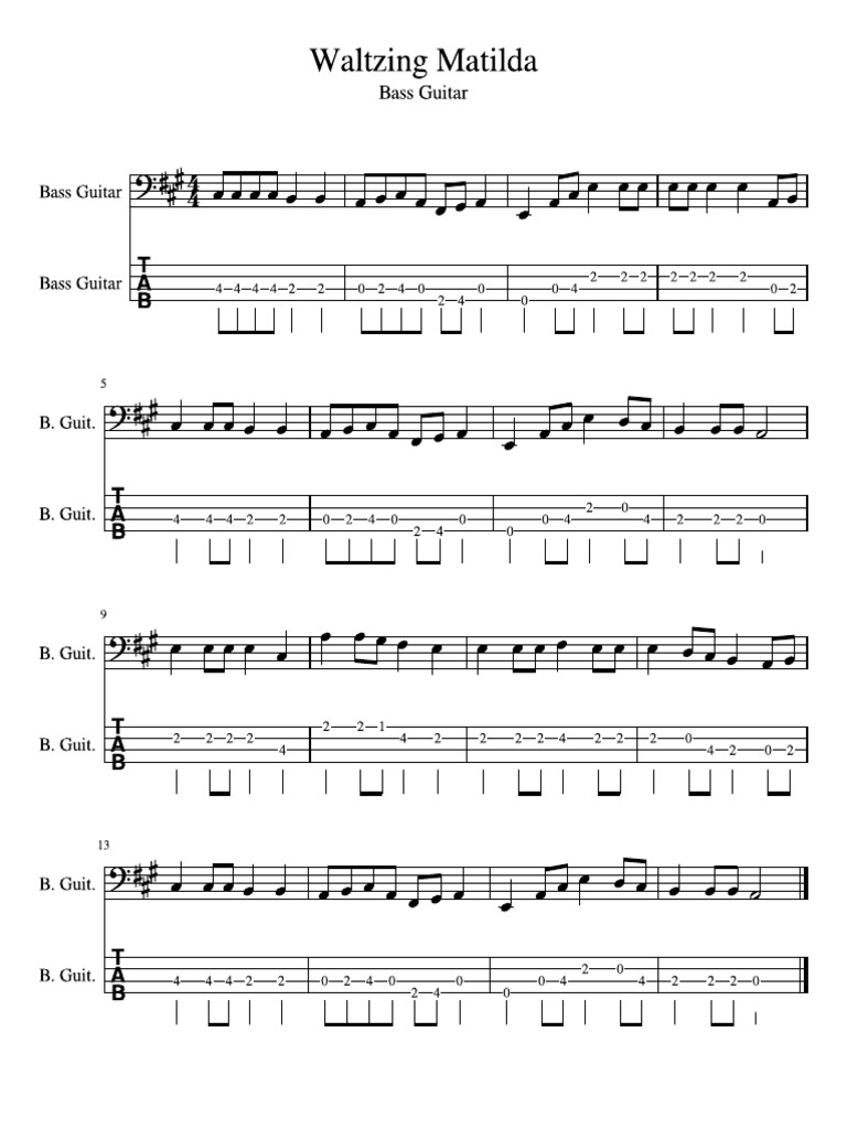 Waltzing Matilda Bass Guitar | PDF