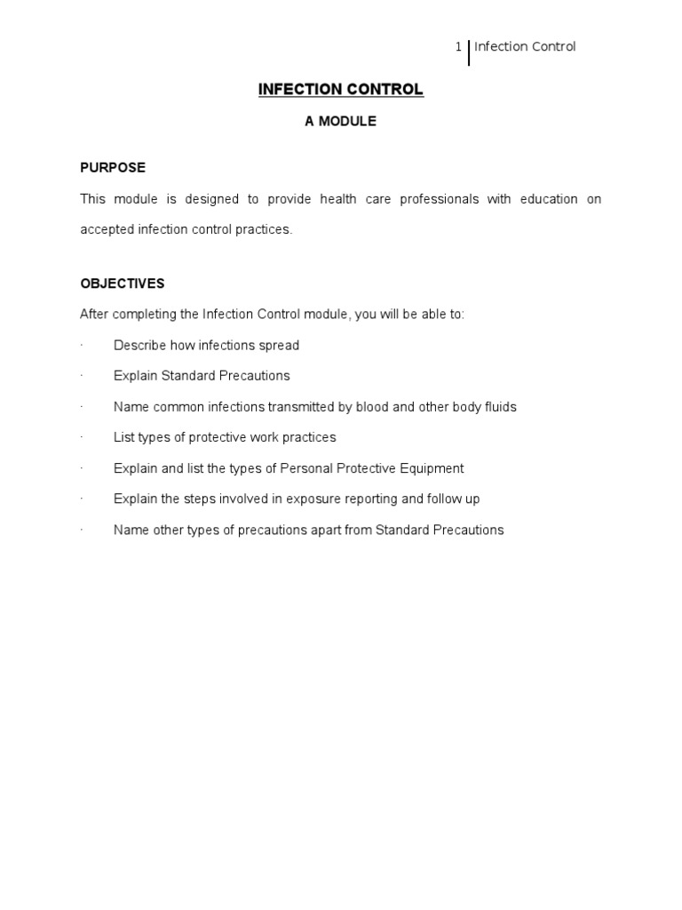 Infection Control Module | Download Free PDF | Transmission (Medicine ...