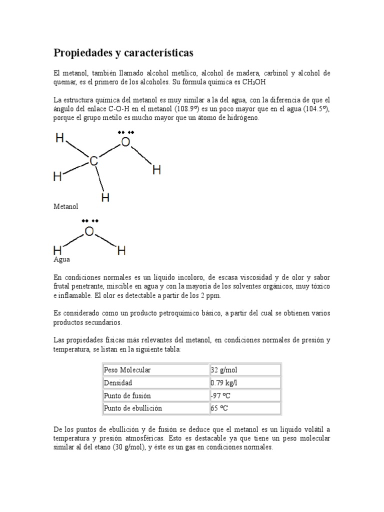 Propiedades y Características METANOL | Metanol | Alcohol