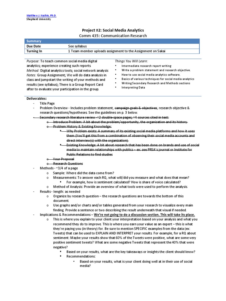 Comm 435: Communication Research: Project #2: Social Media Analytics ...