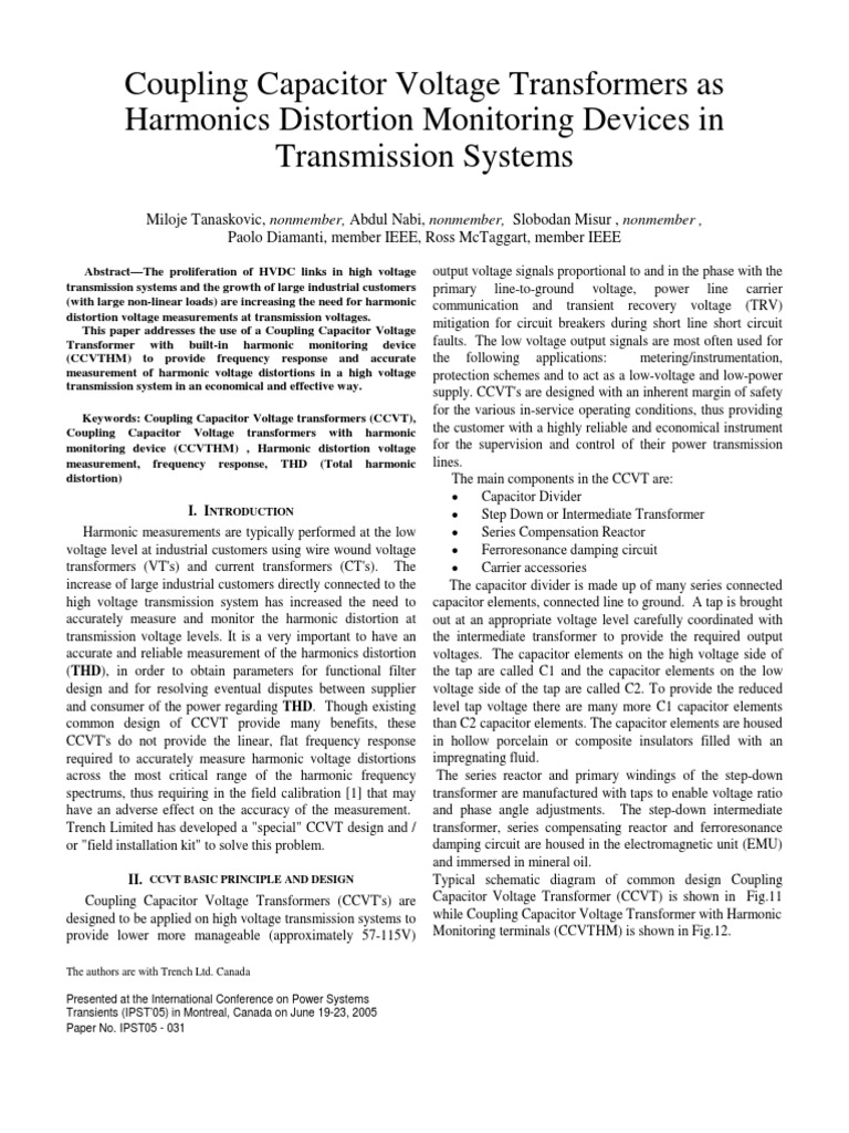 CCVT | PDF | Transformer | Capacitor