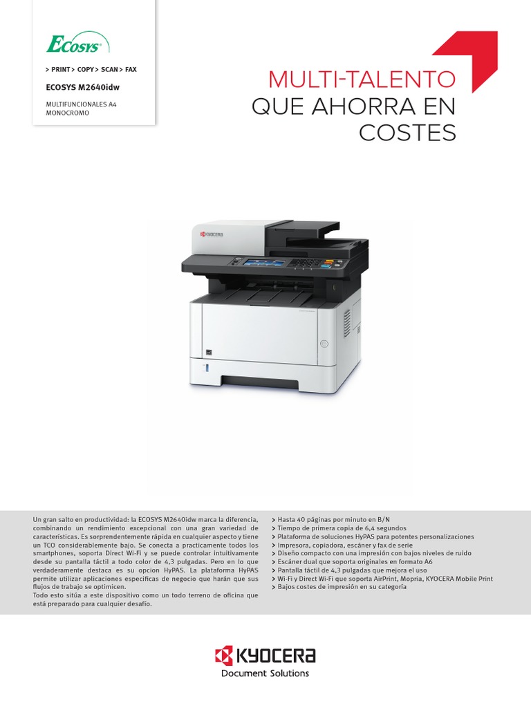 ECOSYS M2640idw - Datasheet | PDF | Impresora (Computación) | Fax