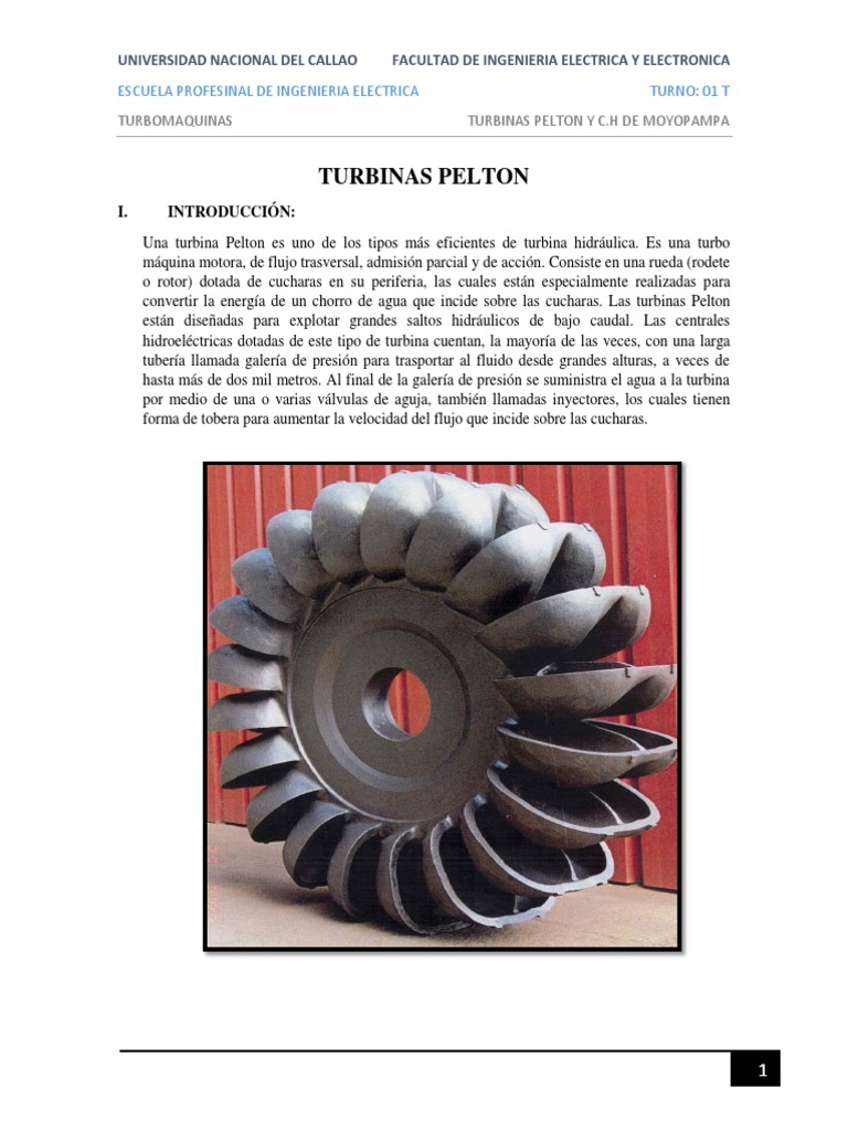 Características de la Turbina Pelton | PDF | Ingeniería mecánica ...